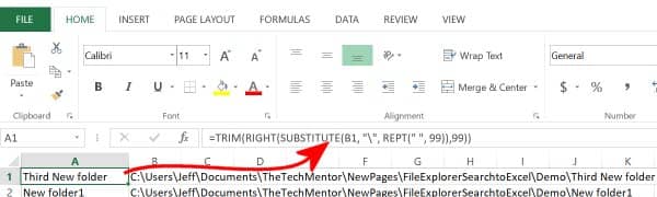 Copy File And Folder Names Into Excel remove Path Automatically 