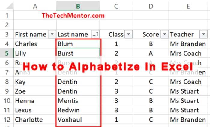How To Alphabetize In Excel TheTechMentor